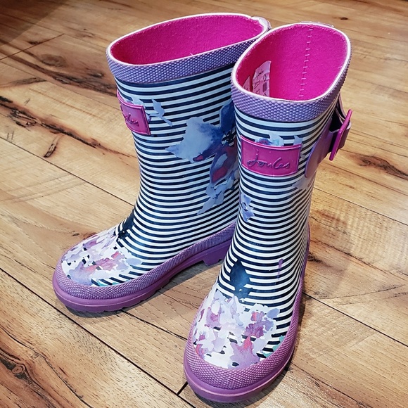 Joules | Shoes | Joules Girls Purple Flower Rain Boots | Poshmark